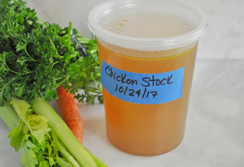 Homemade Chicken Stock - There's Always Pizza